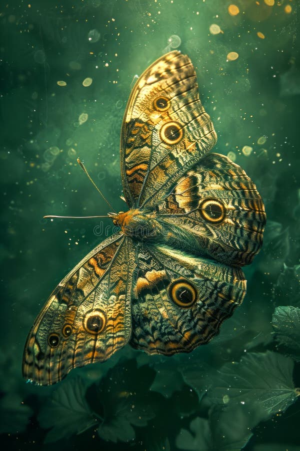 Majestic Butterfly with Intricate Patterns on Wings Illuminated ...