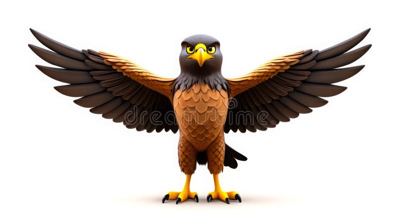 Majestic Cartoon Eagle with Wings Spread Wide Stock Illustration ...