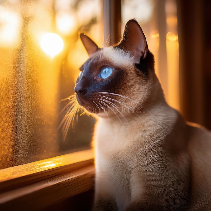 Majestic Cat Looking through the Window Stock Illustration ...