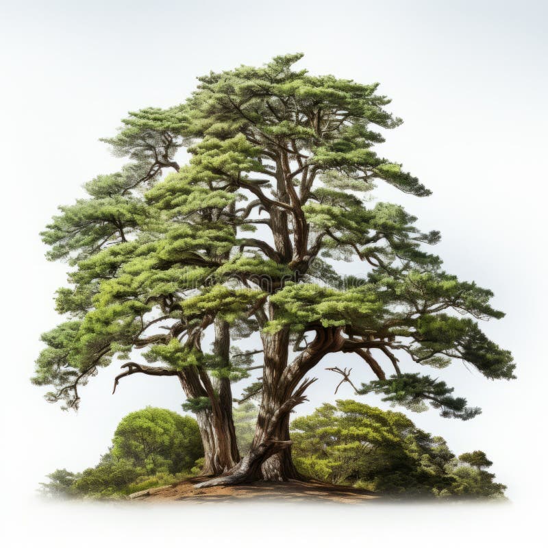 Majestic Cedar Tree Standing Tall on White Background Created with ...