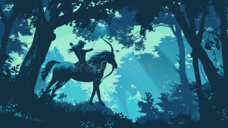 Majestic Centaur Archer in Mystical Forest Glade with Sun Rays Stock ...