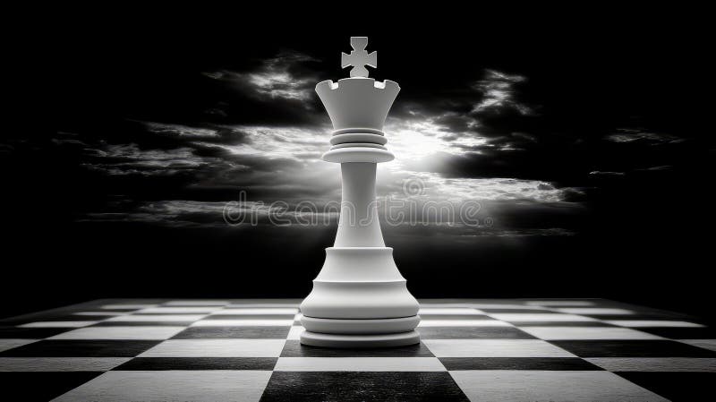 Majestic Chess Piece King Dominates Center of Chessboard, Symbolizing ...