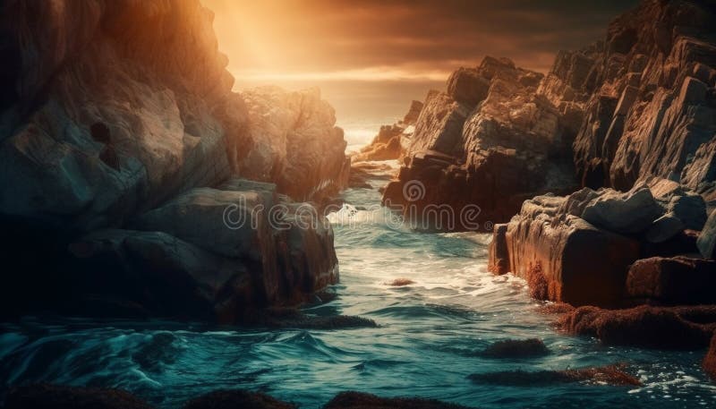 Majestic Cliff, Eroded by Wave and Water Generated by AI Stock Photo ...