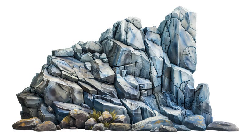 Majestic Cliff of Heavy Reef Rocks Cut Out on White. Stock Photo ...