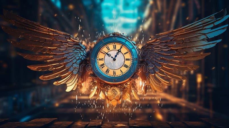 Majestic Clock with Eagle Wings, Concept of Time Fly S, Stock ...
