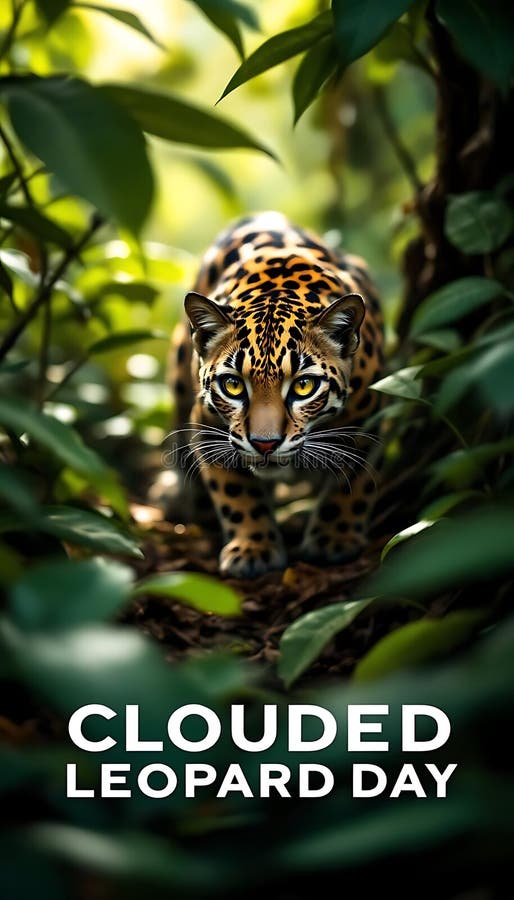 Majestic Clouded Leopard in Dense Jungle Foliage with Intense Gaze Stock Photo - Image of hunter ...