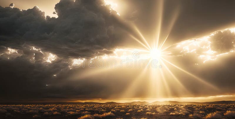 Majestic Cloudscape with Bright Sun Rays. Sun Set with Gorgeous Clouds ...