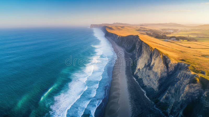 Majestic Coastal Cliffs Overlooking Ocean Rugged Shoreline Sunset Stock ...