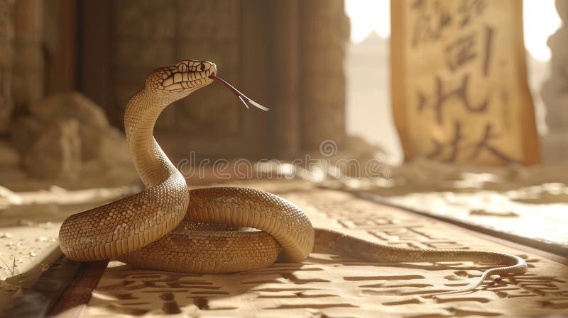 Majestic Cobra Snake in Ancient Temple with Sunlight Stock Photo ...