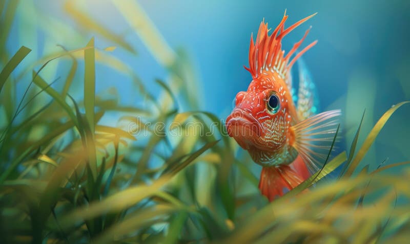 Majestic Cockerel Fish in Habitat Stock Image - Image of coral ...
