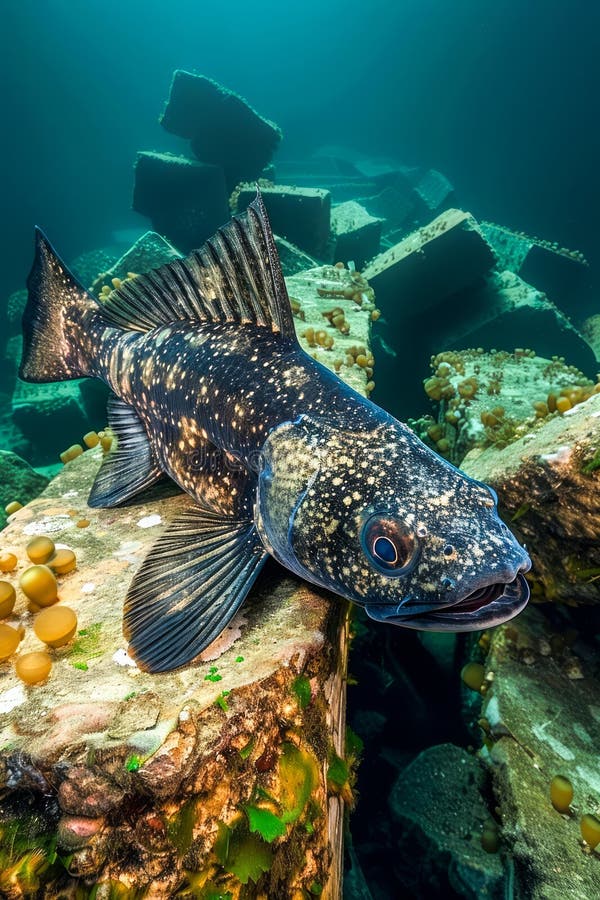 Majestic Coelacanth Fish Swimming Past Sunken Objects in a Mysterious ...