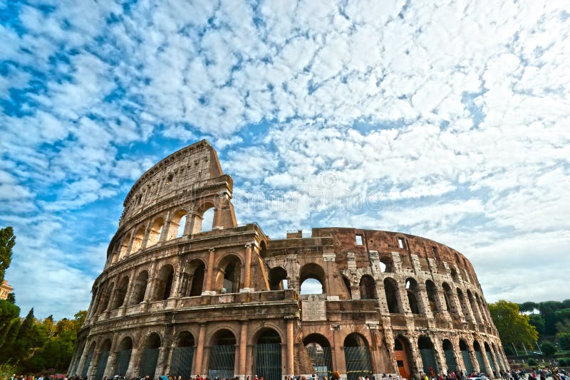 The Colosseum. a Tourists Group. Crowd of People. HDR Editorial Stock ...