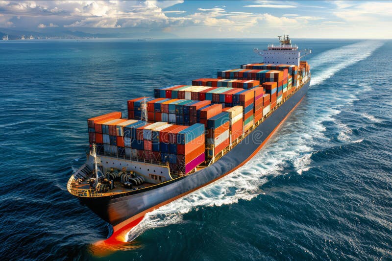 Majestic Container Ship at Sea, Laden with Vibrant Containers ...