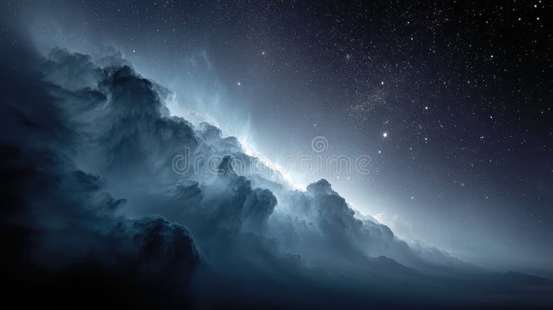 Majestic Cosmic Clouds Illuminated by Starlight in Vast Night Sky Stock ...