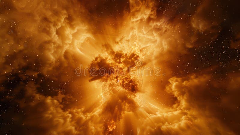 Majestic Cosmic Explosion of Golden Nebula in Deep Space Stock ...