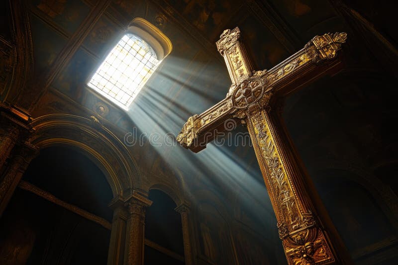 Majestic Cross Illuminated by Ethereal Light. Stock Illustration ...