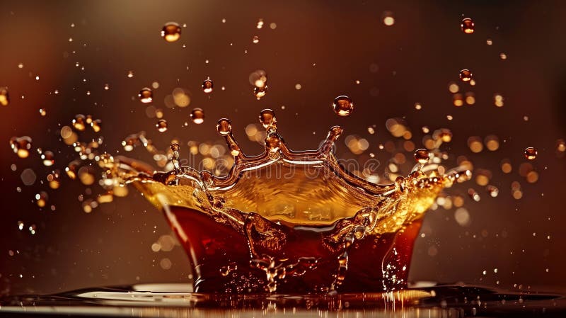 Crown Splash of Liquid in Warm Light Stock Image - Image of suspended ...
