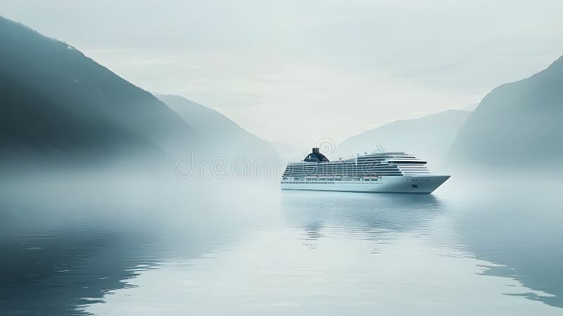 Majestic Cruise Ship Sailing through Misty Waters Stock Photo - Image ...