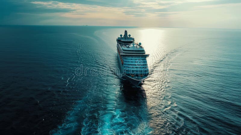Majestic Cruise Ship Sailing through Serene Ocean at Sunset Stock Photo ...