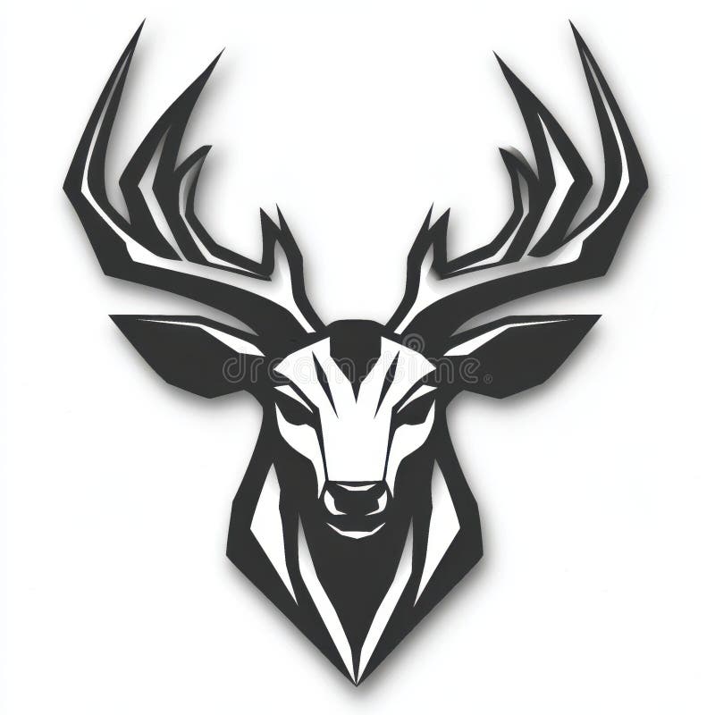 Majestic Deer Head Abstract Black and White Design Stock Illustration ...