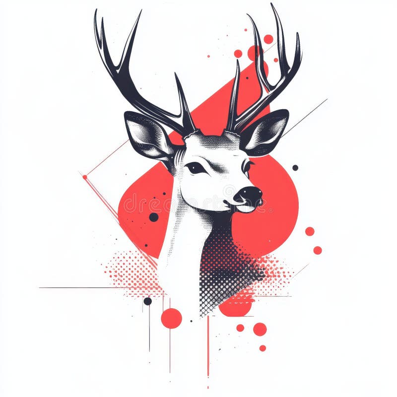 Majestic Deer Head Abstract Red Design Stock Illustration ...