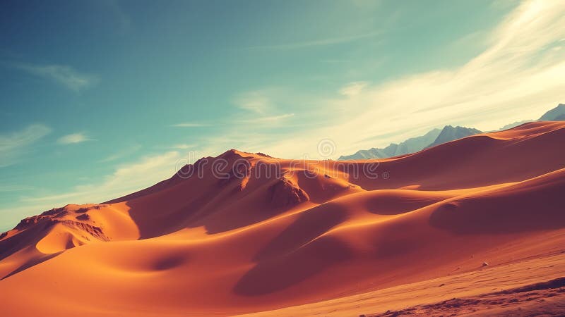 Majestic Desert Landscape Featuring Sweeping Sand Dunes Under a Vibrant ...