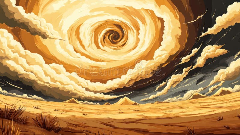 Majestic Desert Tornado: Swirling Sandstorm Under Cloud-Filled Sky ...