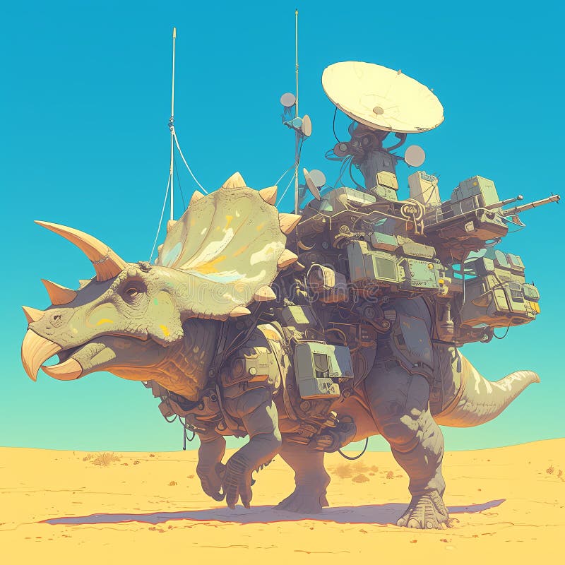 Majestic Dinosaur with Advanced Technology Stock Illustration ...