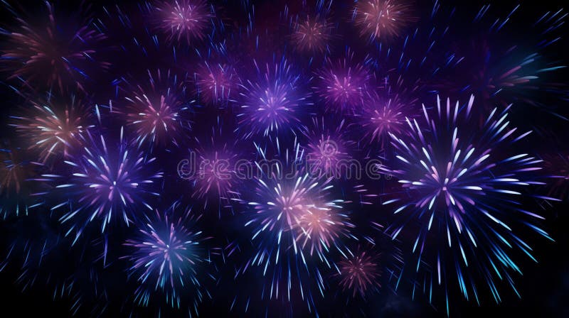 A Majestic Display of Purple and Blue Firecrackers Exploding in a ...