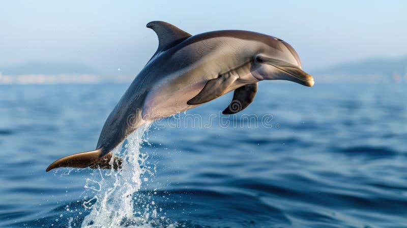 Majestic Dolphin Leaping Out of the Ocean Stock Illustration ...