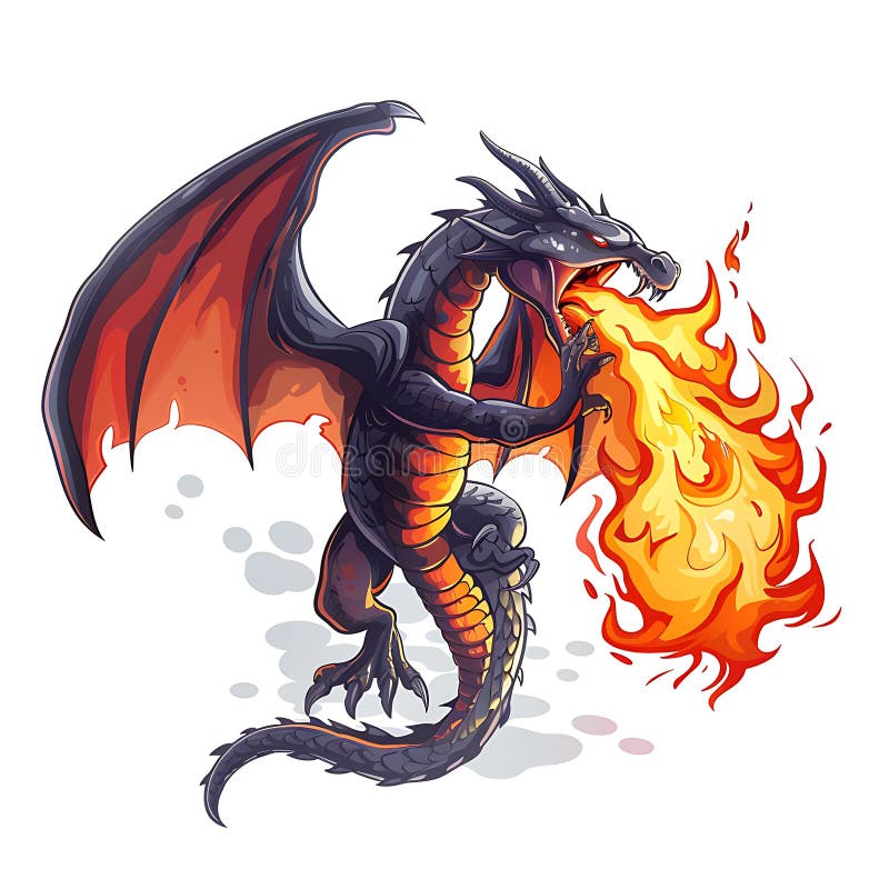 Majestic Dragon Breathing Fire Stock Illustration - Illustration of ...