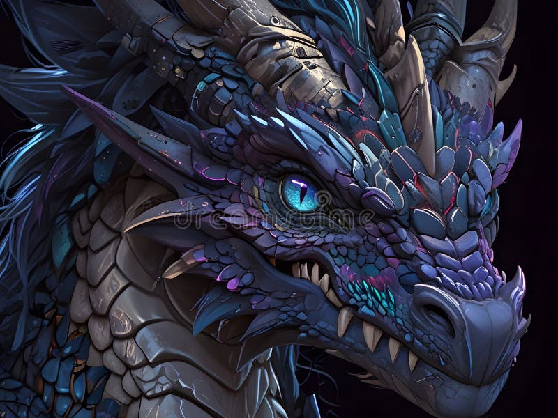 Majestic Dragon Portraits a Digital Artwork Collection Stock ...