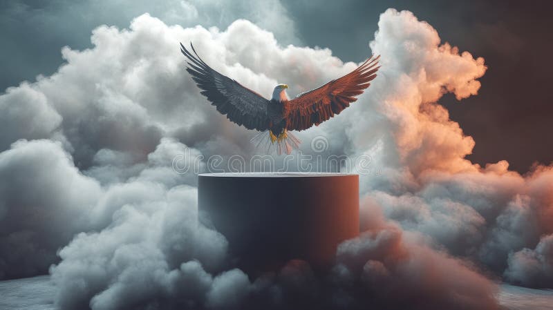 Majestic Eagle Above Cloudscape a Powerful Bald Eagle Soars Above a ...