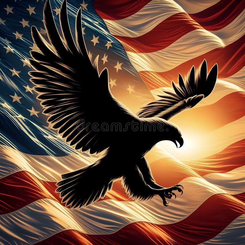Majestic Eagle and American Flag. Independence Day Stock Illustration ...