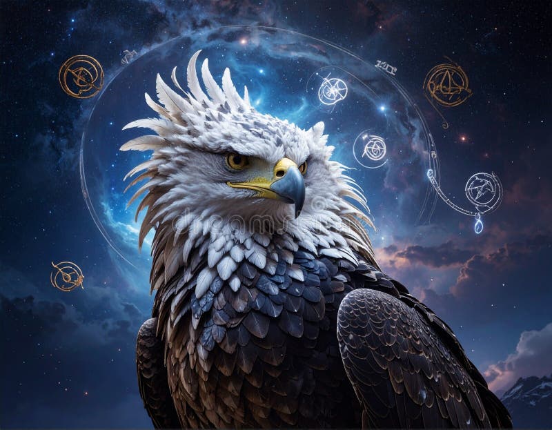 Majestic Eagle with Celestial Background Stock Photo - Image of ...
