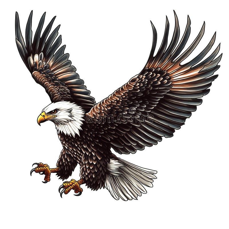 Majestic Eagle Descending Isolated on White Stock Illustration ...