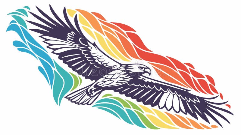 Majestic Eagle with Dynamic Rainbow Wing Trails, Vector Design ...
