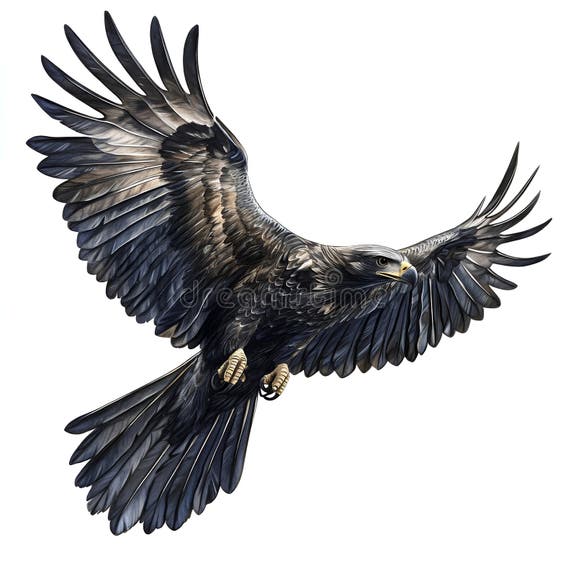 Majestic Eagle in Flight Wings Spread Wide Soaring High Above Stock ...