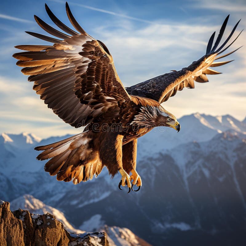 Majestic Eagle Soaring at Dusk Stock Illustration - Illustration of ...