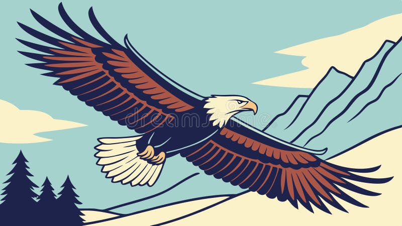 Majestic Eagle Flying Over Mountains Freedom Wilderness, Vector Design Generative AI Stock ...