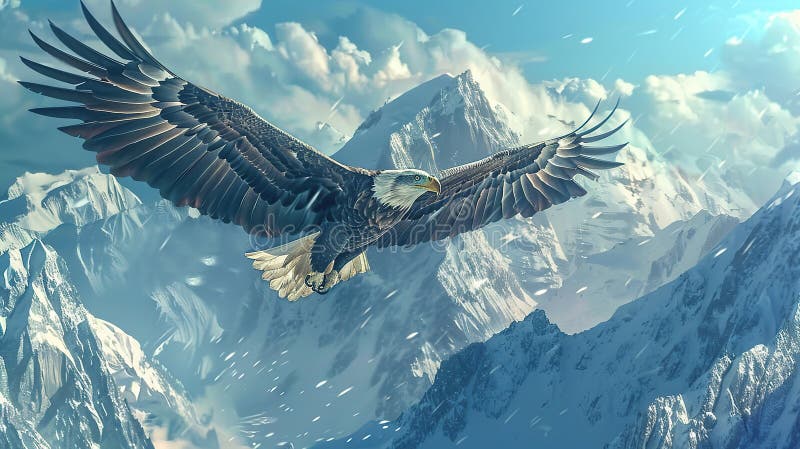 Majestic Eagle with Glasses Soaring in the Sky Stock Illustration ...