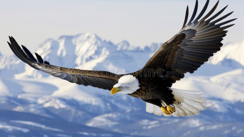 Majestic Eagle Gracefully Soaring Over Breathtaking Mountain Scenery in ...