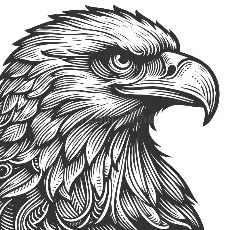 Majestic Eagle Head Engraving Vector Illustration Stock Illustration ...