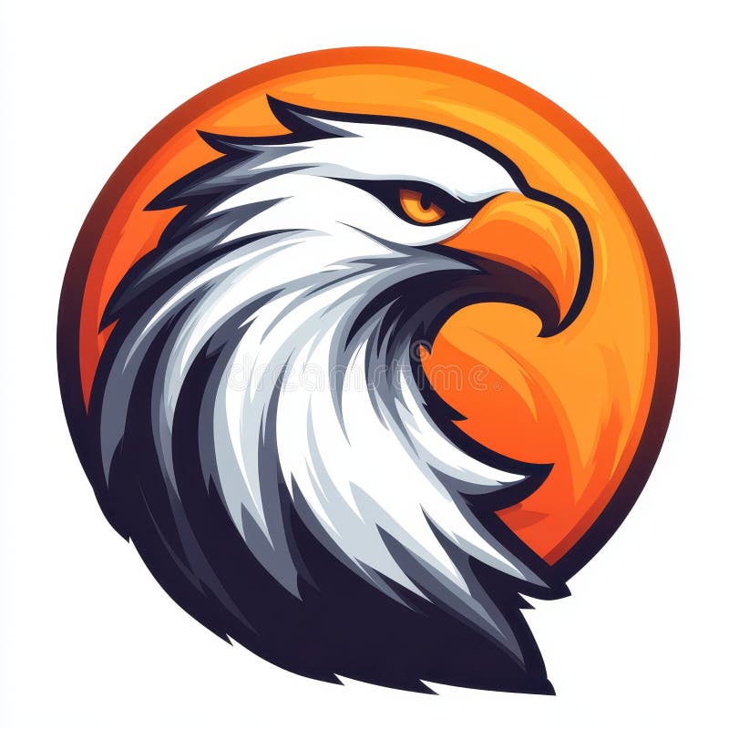 Majestic Eagle Head Orange Sunset Background Powerful Bird Logo Design ...