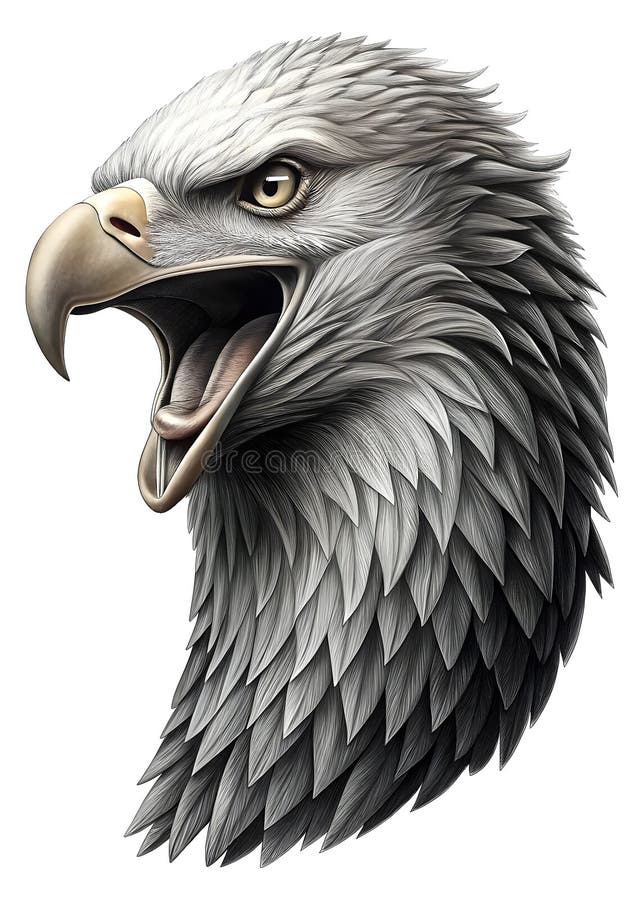 Majestic Eagle Head Realistic Detailed Artwork Fierce Expression Sharp ...