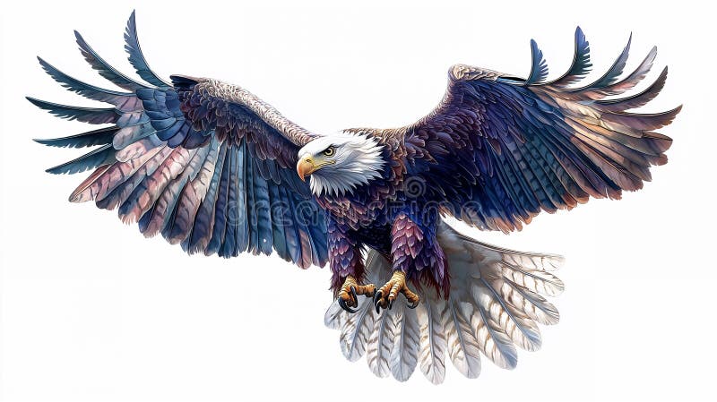 Majestic Eagle Illustration with Outstretched Wings in Flight. Ai Generative Stock Illustration ...