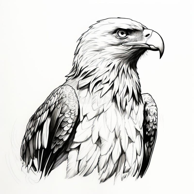 Minimalist Hand-drawn Eagle Profile with Clean Black Lines Stock ...