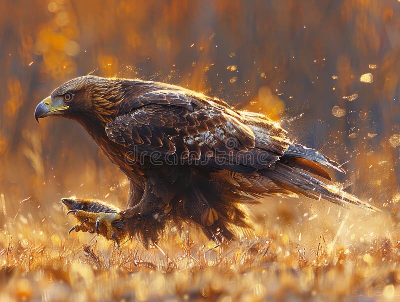 A Majestic Eagle, a Large Bird of Prey, Perched on the Ground ...