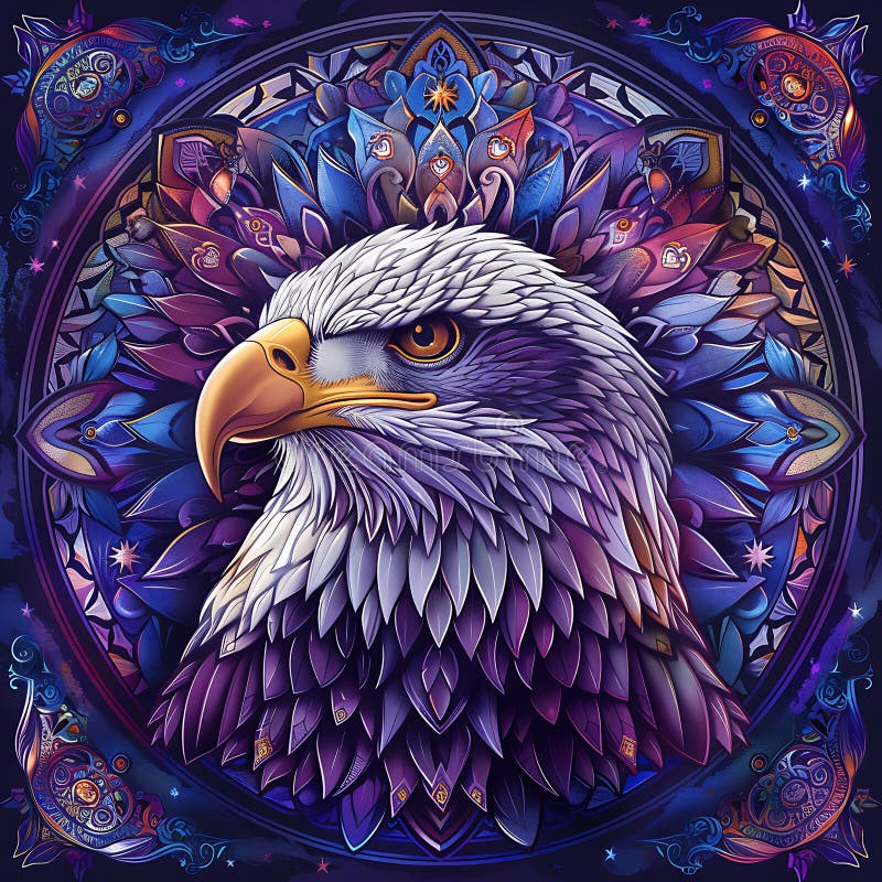 Majestic Eagle Mandala Design in Vibrant Colors Stock Illustration ...