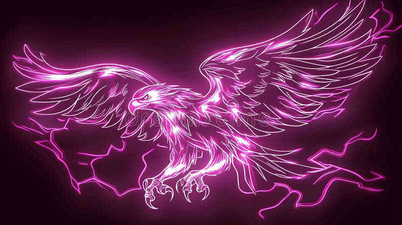 Majestic Eagle in Neon Glow Stock Illustration - Illustration of neon ...